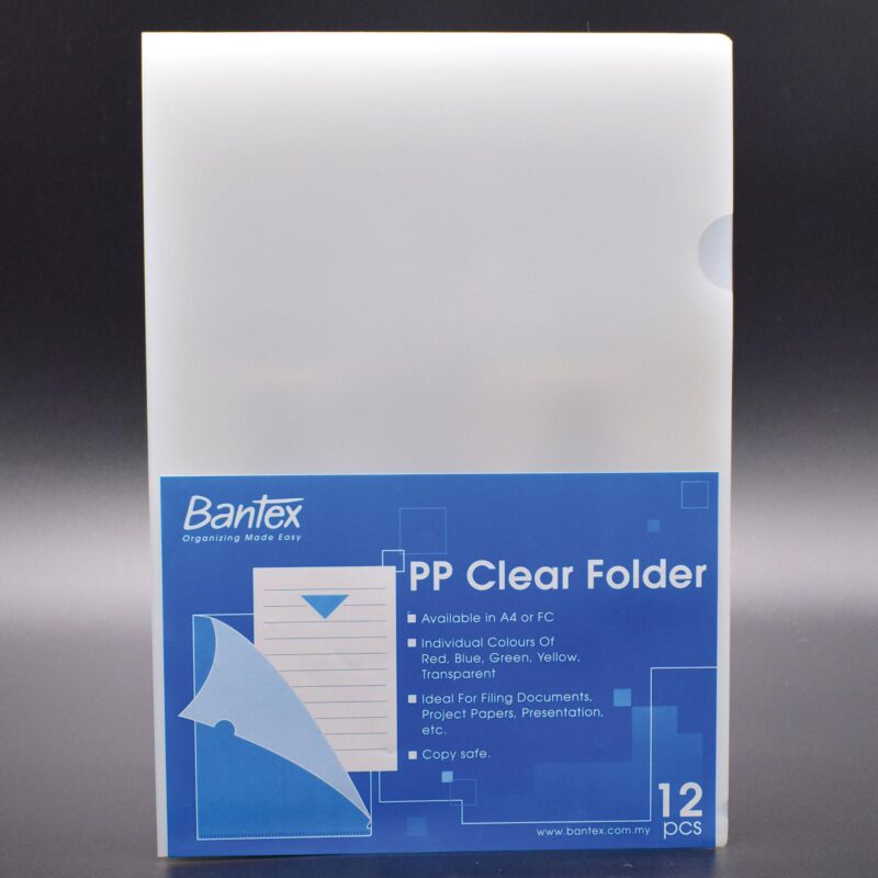BANTEX A4 PP L-SHAPE FOLDER CLEAR(PK12)(160708) - Bantex M Sdn Bhd