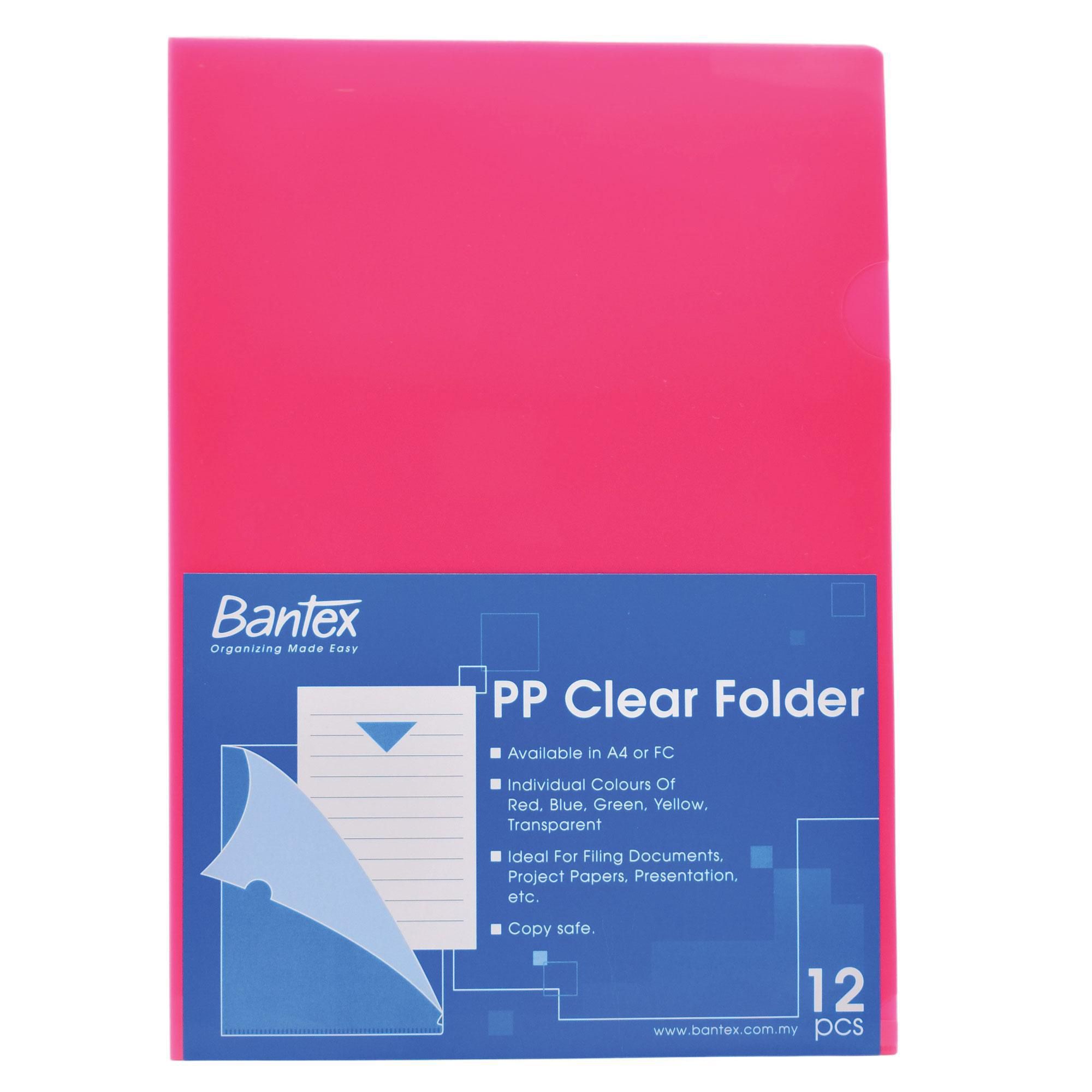 BANTEX A4 PP L-SHAPE FOLDER RED(PK12)(160709) - Bantex M Sdn Bhd
