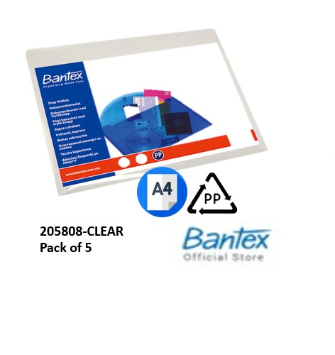 BANTEX A4 PP SNAP WALLET PK5-CLEAR(205808) - Bantex M Sdn Bhd