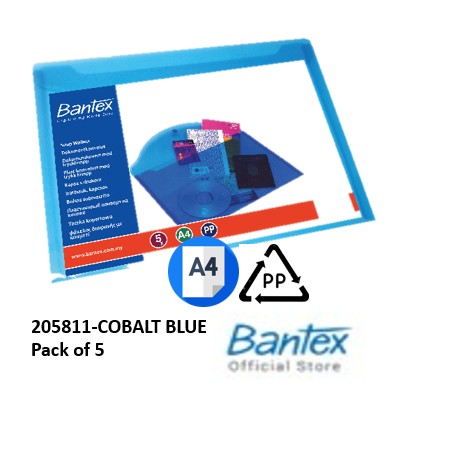 BANTEX A4 PP SNAP WALLET PK5-COBALT BLUE(205811) - Bantex M Sdn Bhd