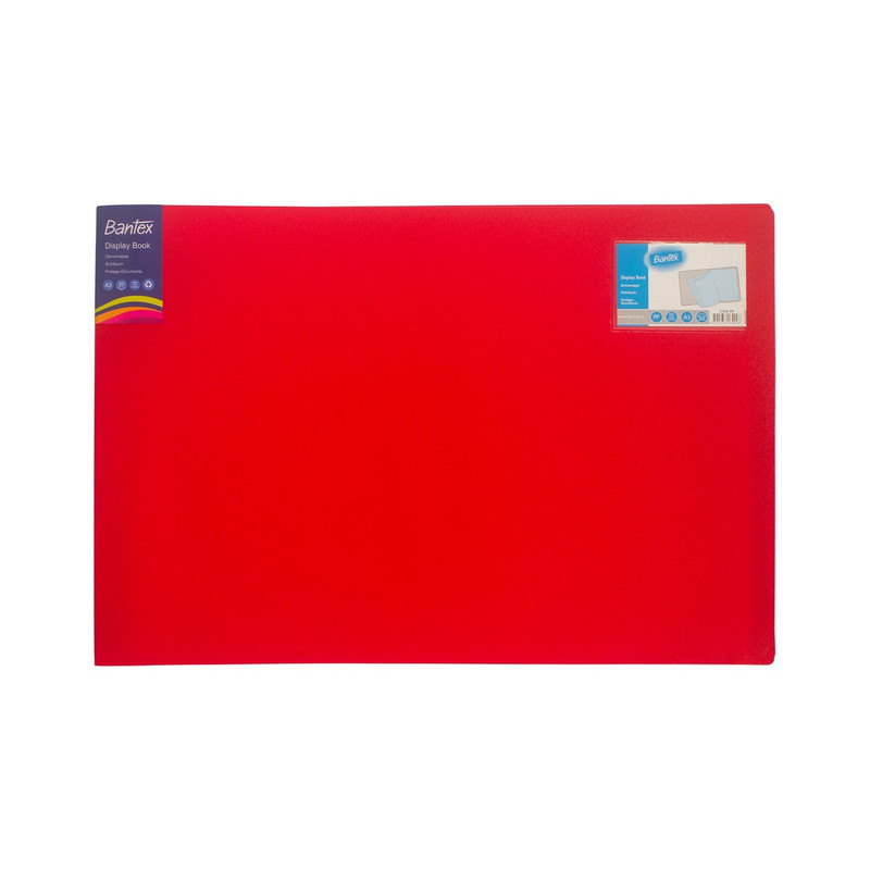 BANTEX A3 PP DISPLAY BOOKS LANDSCAPE 20POCKETS RED(316409) - Bantex M ...