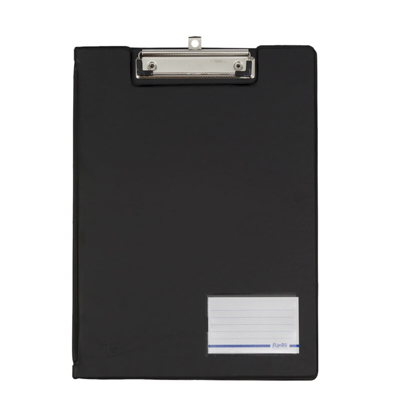 BANTEX A4 PVC FOLDOVER GLUED CLIPBOARD WITH WIRE CLIP BLACK(424010 ...