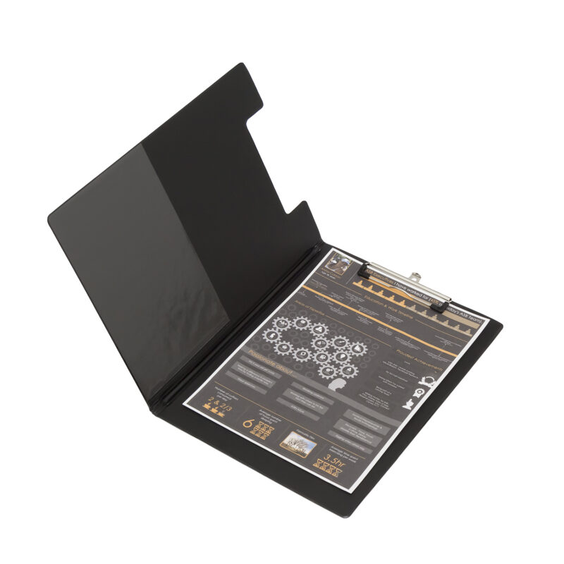 BANTEX A4 PVC FOLDOVER GLUED CLIPBOARD WITH WIRE CLIP BLACK(424010 ...