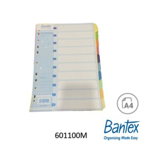 BANTEX A4 MANILA CARDBOARD DIVIDER10 PART ASST COLORS(PACK OF 5 ...