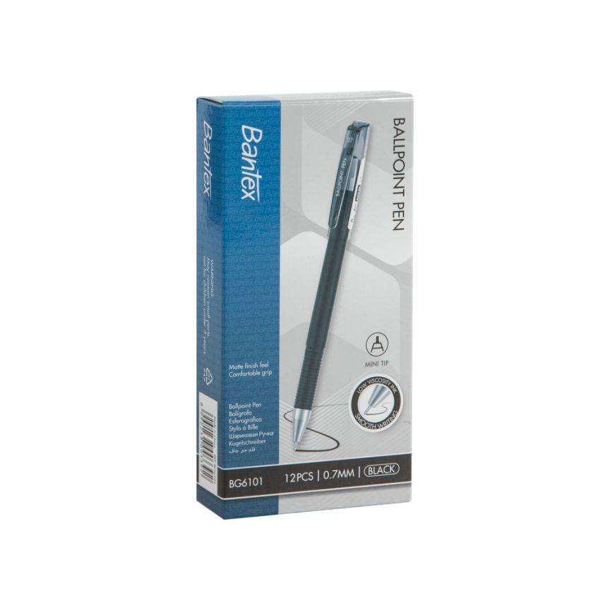 BG6101-BLK – BANTEX BG6101 CP BALL POINT PEN LVI 0.7MM MT BLACK(BX12 ...